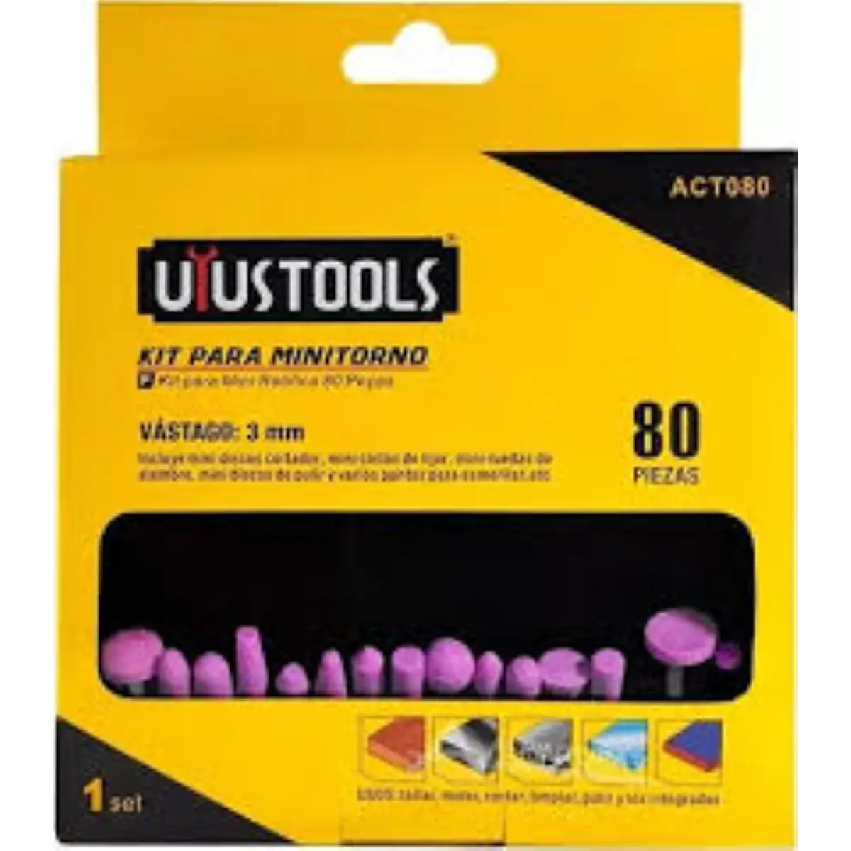 JGO PIEDRAS MOTOR TOOL UYUSTOOLS 80 PCS ACT080 | Universal De Tornillos ...