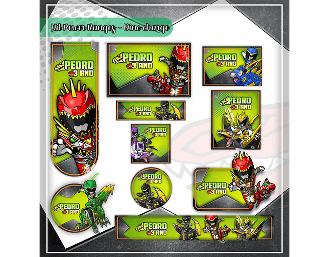 Arquivo de Corte Etiqueta Escolar Power Rangers