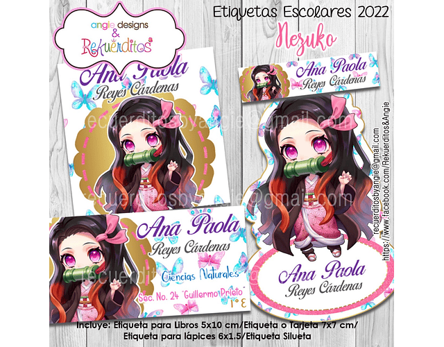 Arquivo Digital Etiqueta Escolar Nezuko Demon Slayer