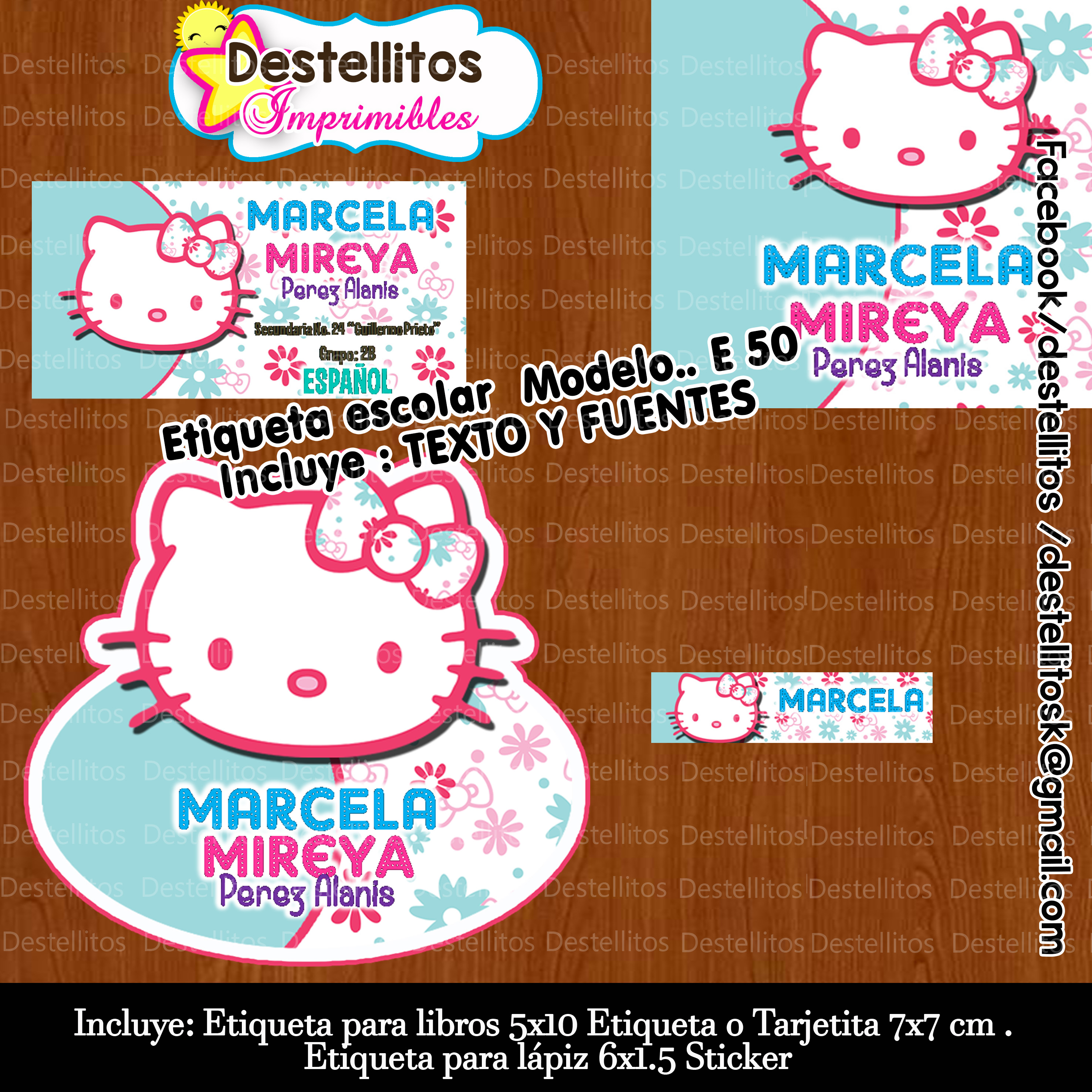 Arquivo Digital Etiqueta Escolar Hello Kitty