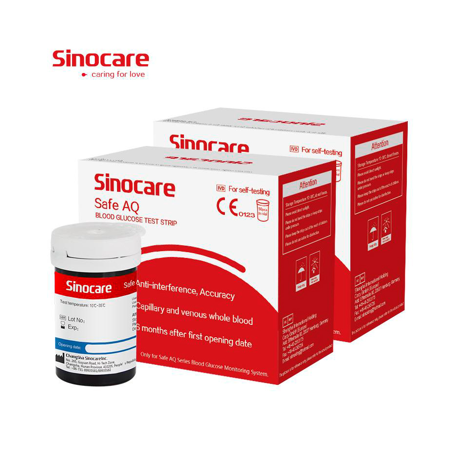 Tiras Reactivas SINOCARE Safe AQ 100 c/u + 100 lancetas | UrbanGO
