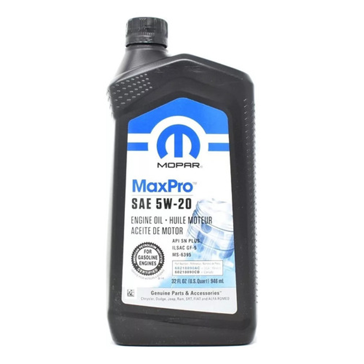 Aceite Motor 5w20 Mopar / Dodge / Jeep Bidón 946 Ml