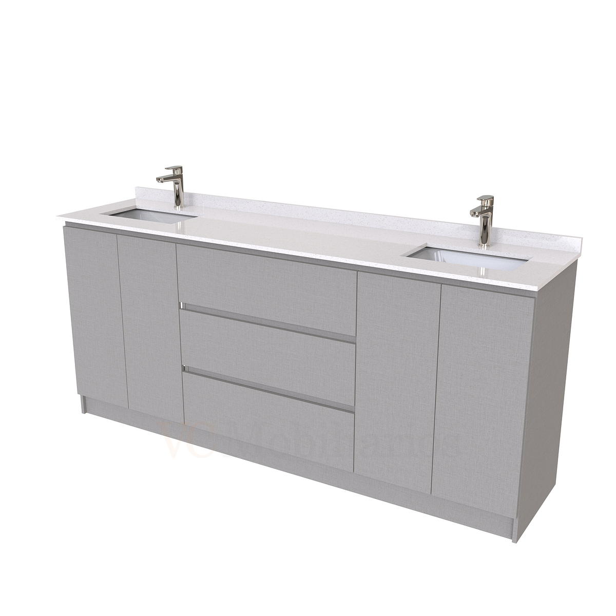 Mueble vanitorio Doble al piso con cubierta de cuarzo de 20