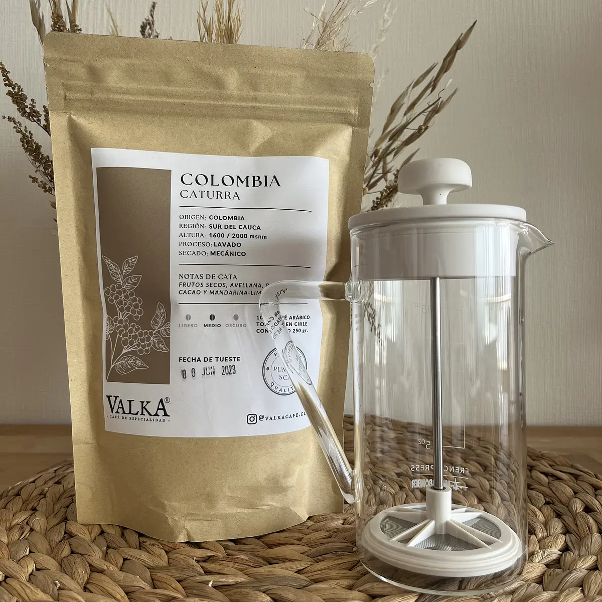Combo #2 - Café Colombia (molido Grueso o en Grano) + Prensa