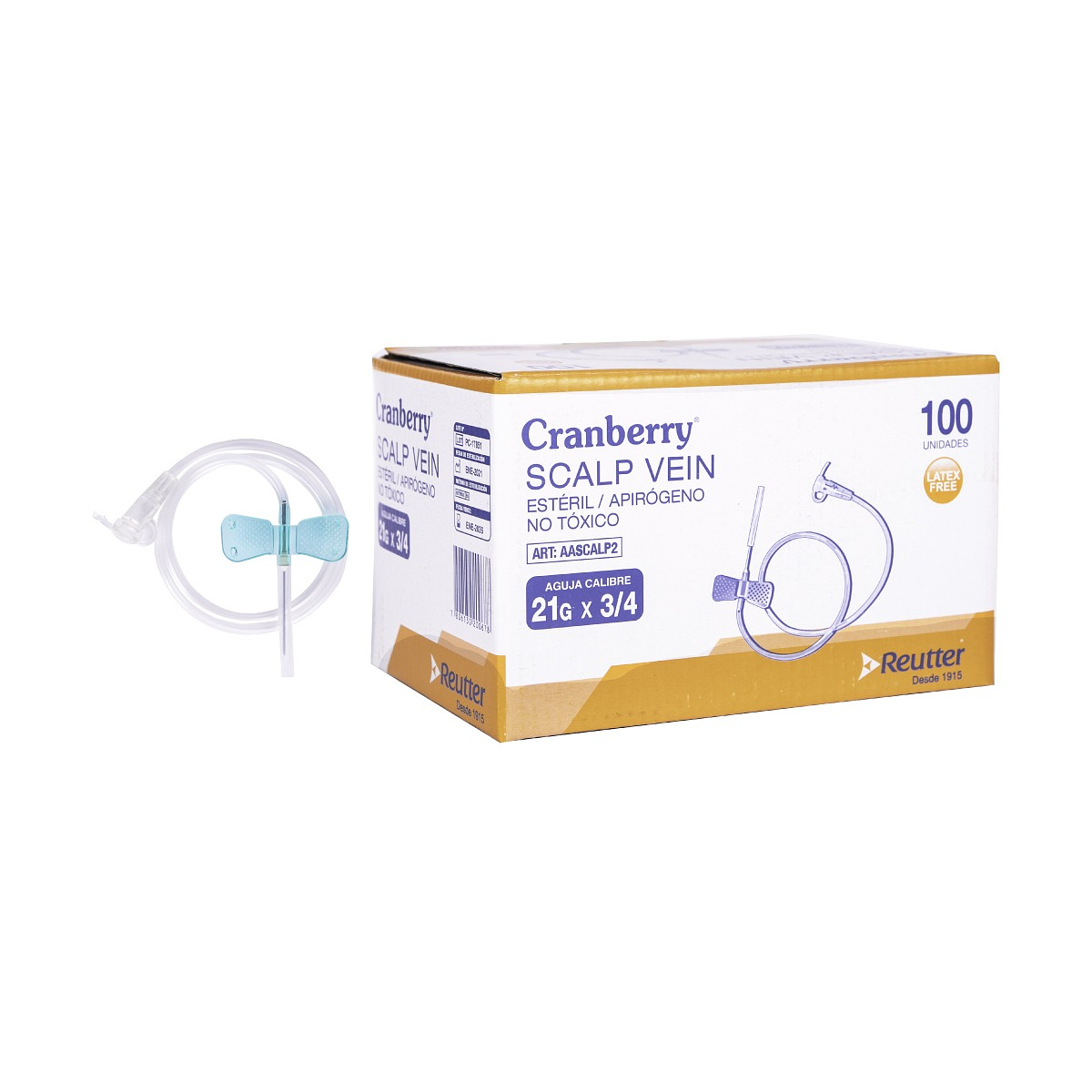 Scalp Vein 21g x 3/4 - Caja x 100 Unidades