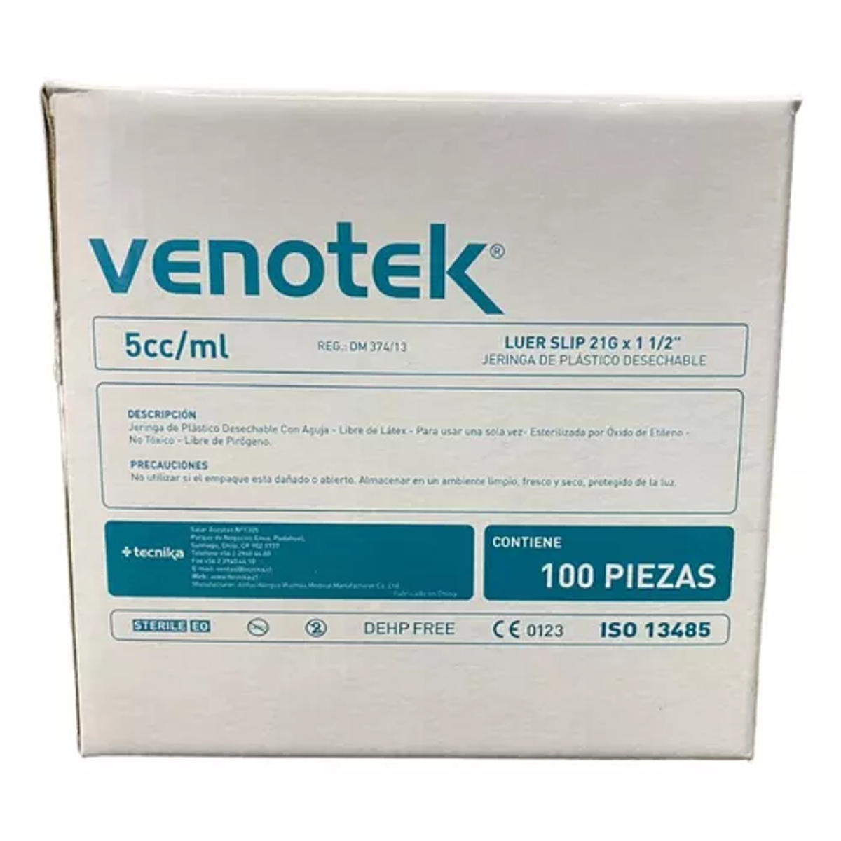 Jeringa 5ml Venotek Luer Slip 21g x 1 1/2