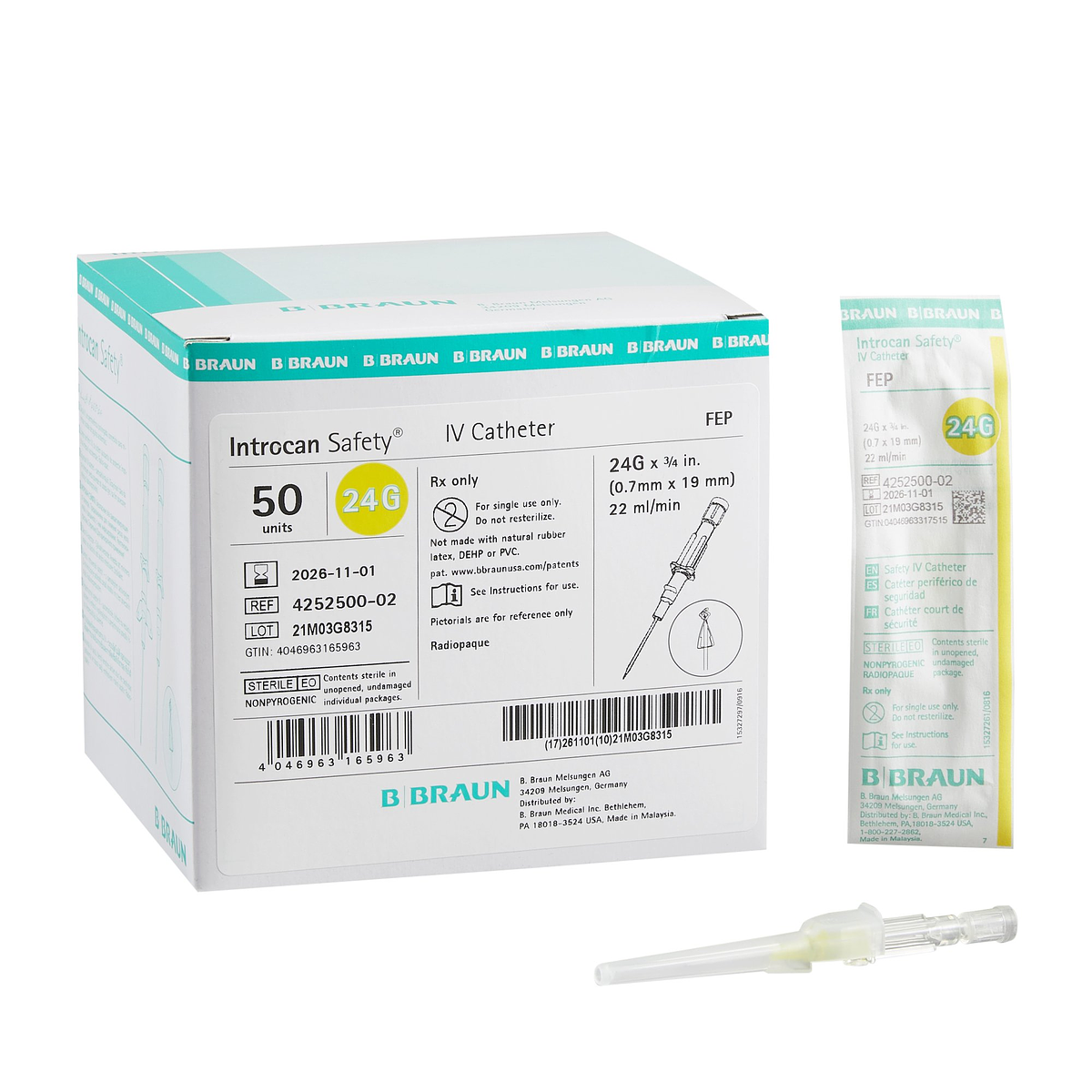 Catéter intravenoso / B BRAUN (Seleccionar medida) / 50Unid