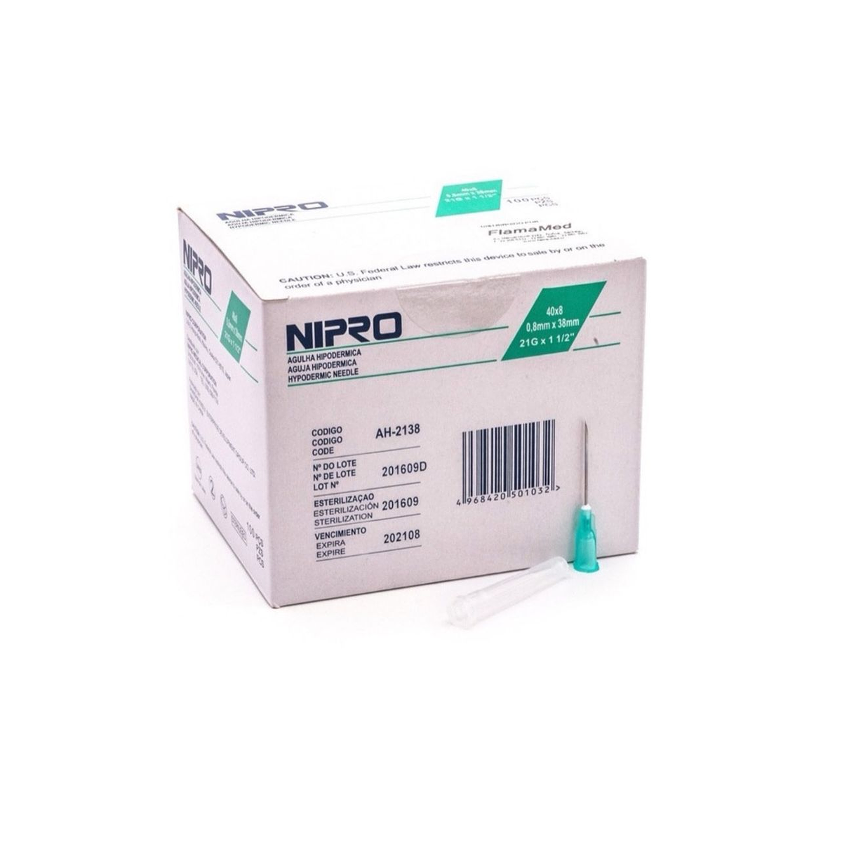 Aguja Hipodermica 26G x 1/2 NIPRO / 100 UNIDADES