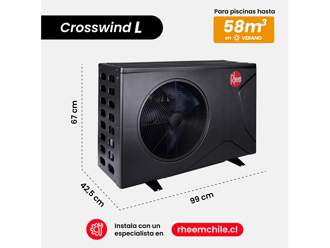 BOMBA DE CALOR PARA PISCINA CROSSWIND L 58M3 14,3KW INVERTER