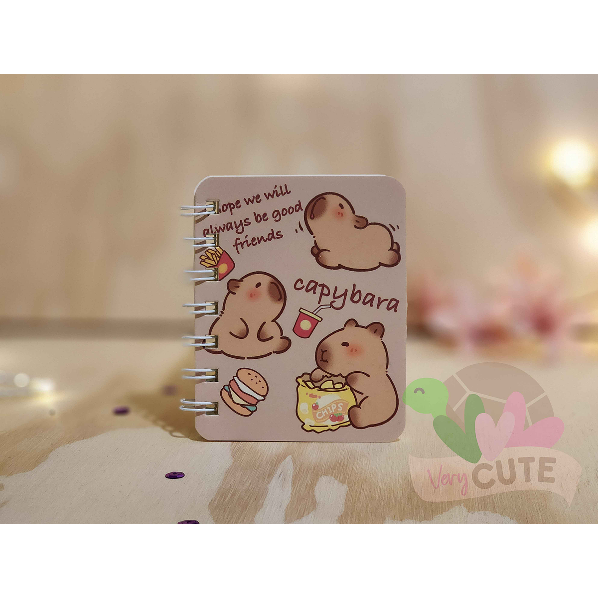 Mini Libreta Kawaii Argollada de Capybara