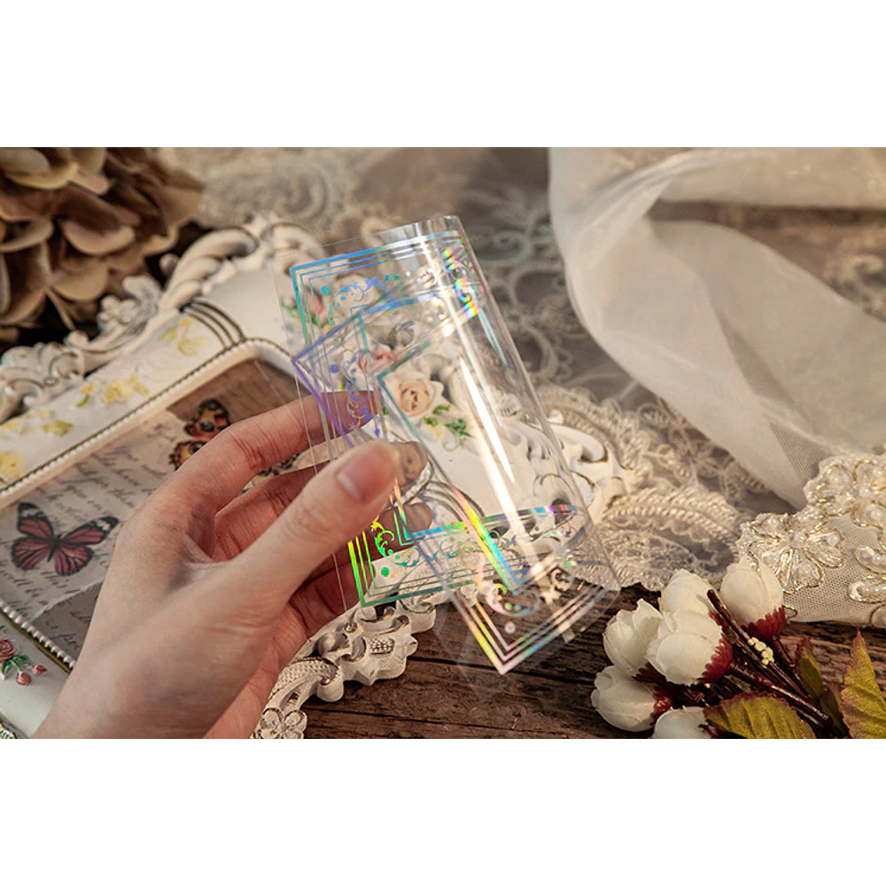 Tarjeta mica transparente tornasol