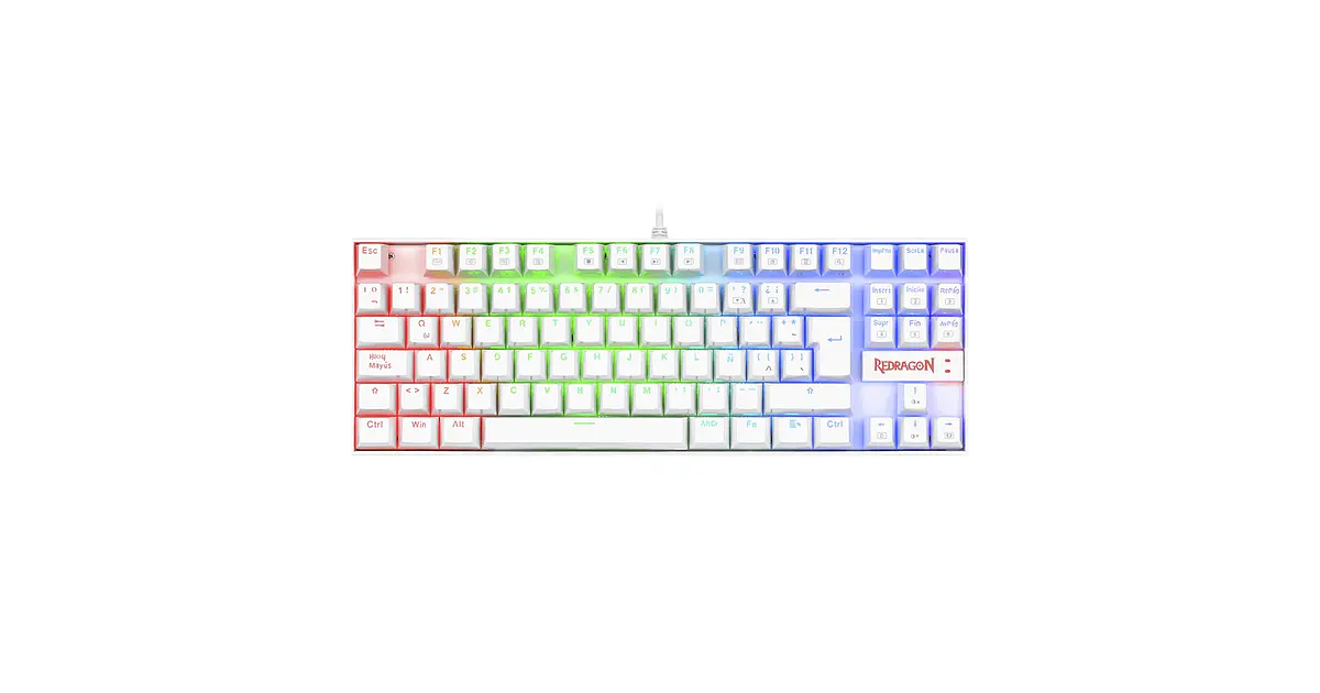 Teclado Redragon Kumara K552W RGB, Color Blanco, Sw Azul