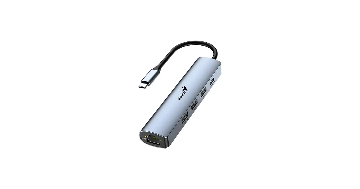 Genius UH-545, Hub 5 en 1 - USB-A, USB-C, Ethernet