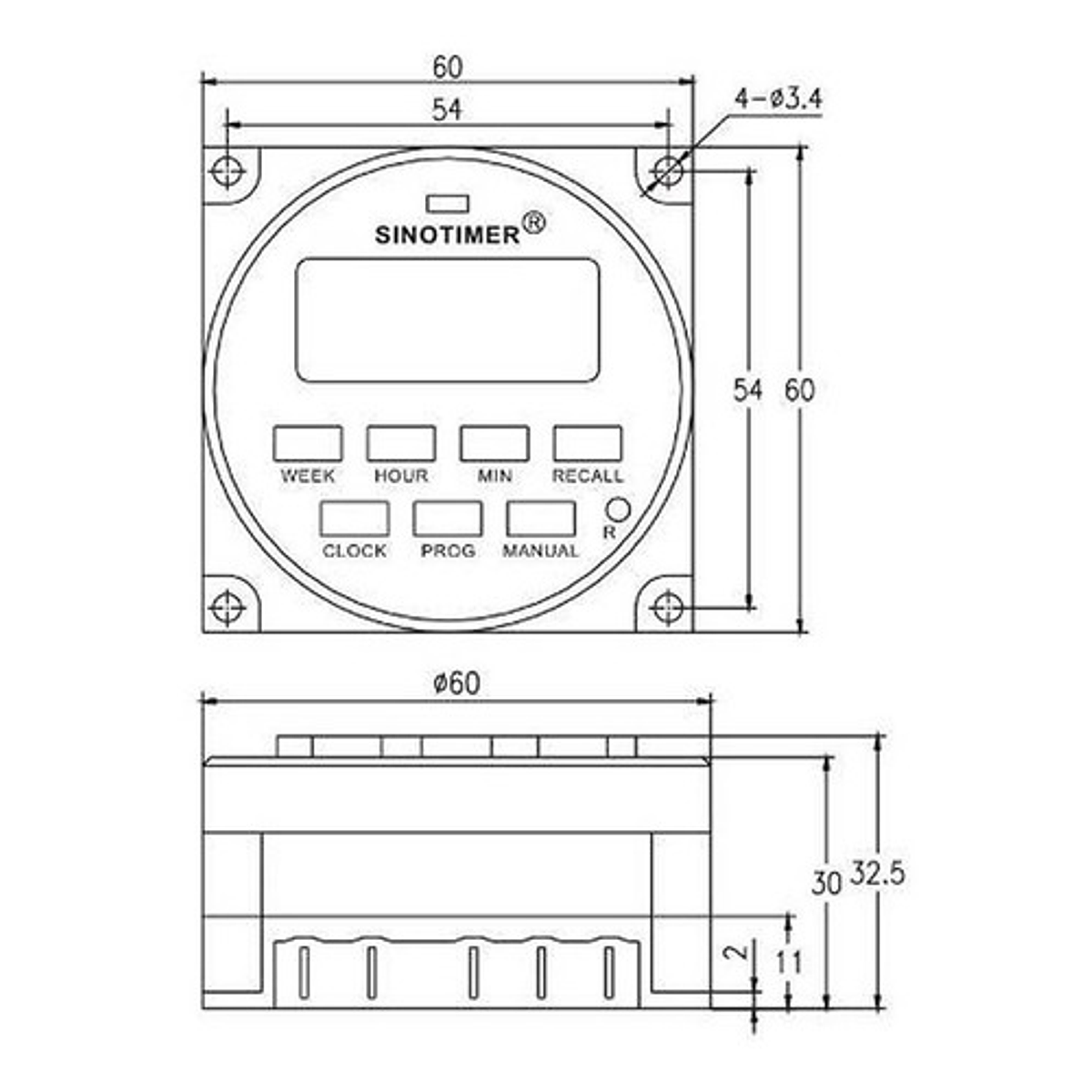 Interruptor Timer Programable Sinotimer Tm618n 2 220v Ac