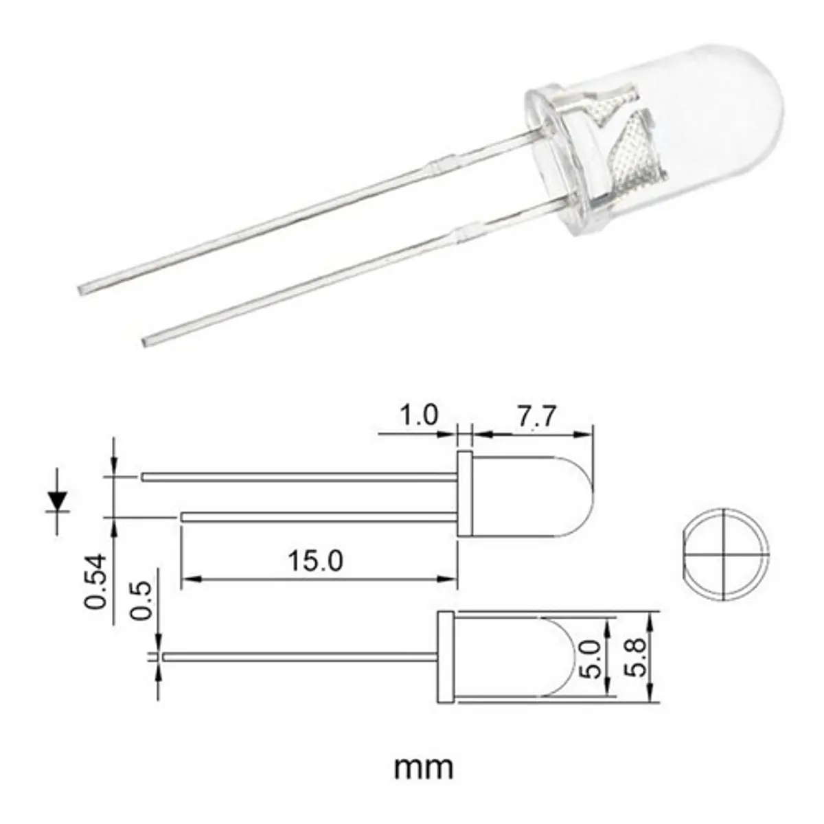 Pack De 10 Un Led Ultra Violeta 5mm, 390nm, Luz Negra