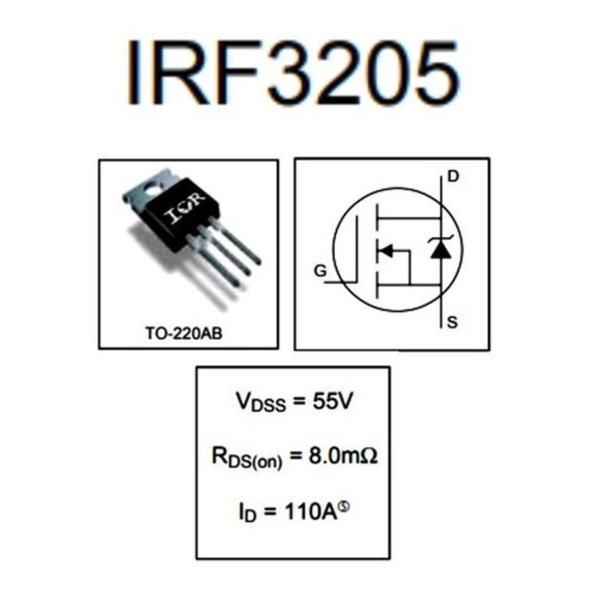 Transistor Mosfet Irf3205, 98a, 55v, 150w, Canal N