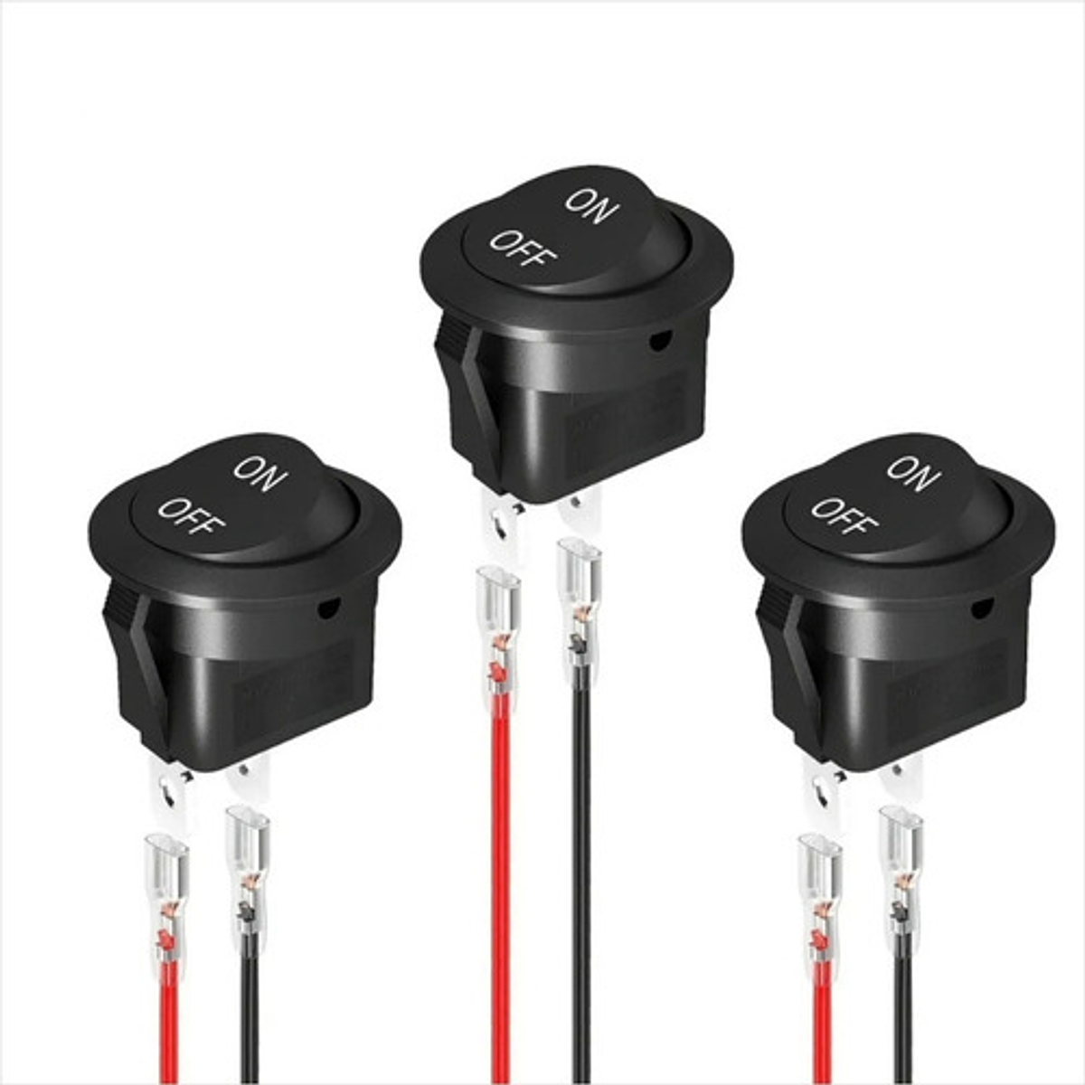 Switch Rocker On Off 21mm 12v Dc 20a + Terminales Y Cables