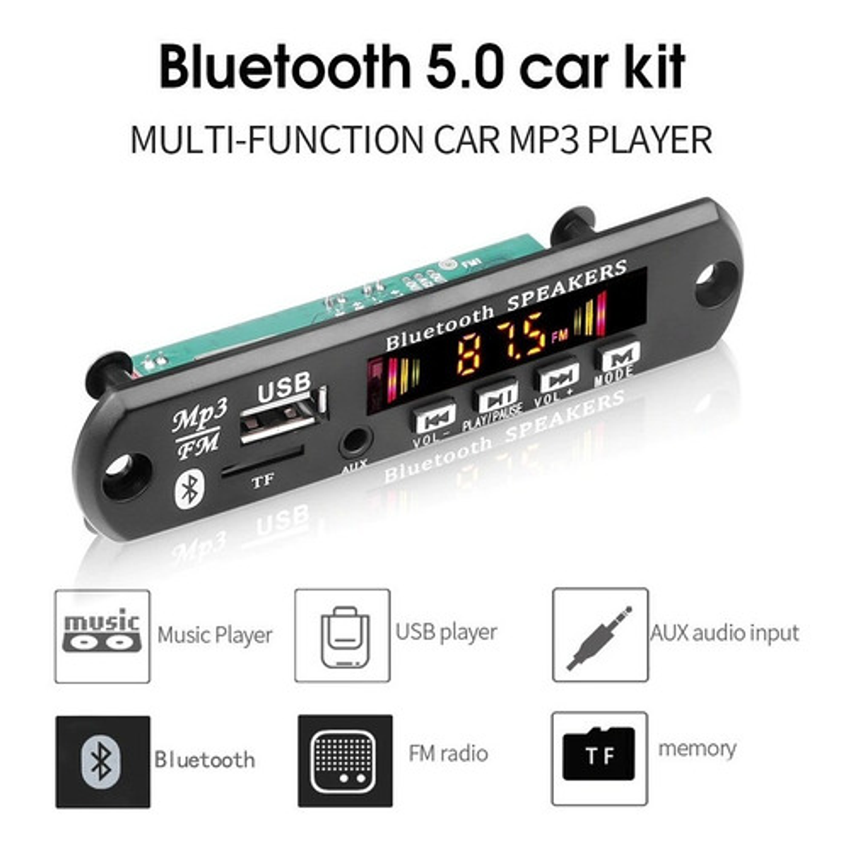 Módulo Bluetooth Reproductor Mp3 Micro Sd, 3.5mm Para Auto!