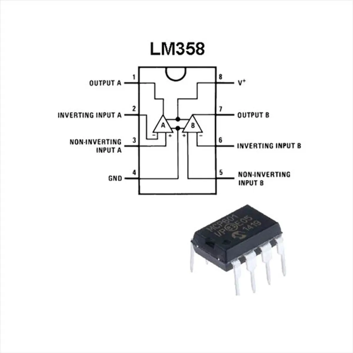 Pack 5 Amplificador Operacional Lm358, Dip 8, Alta Ganancia