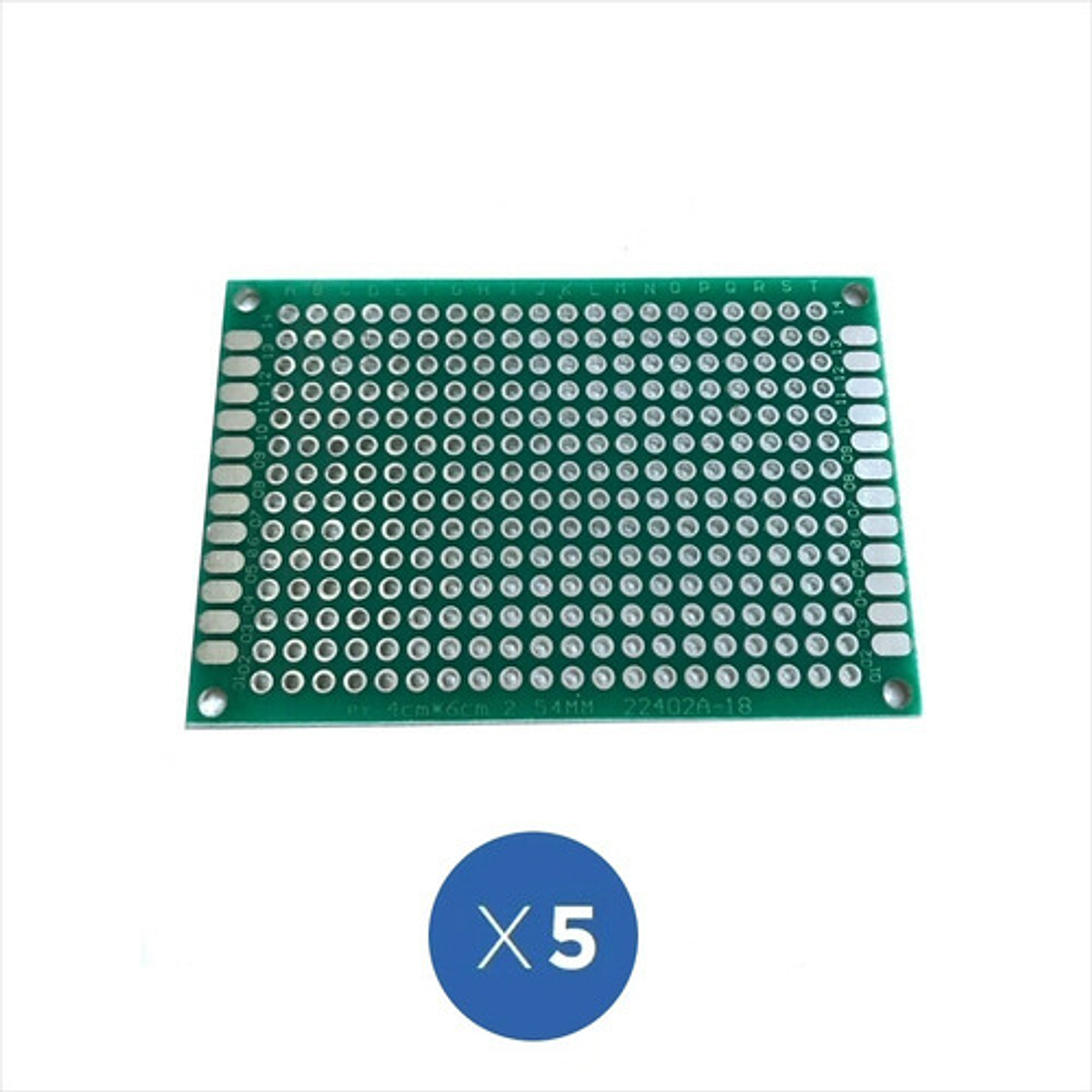 Pack X 5 Placa Perforada Pcb Fr4 Doble Cara Tamaño 40x60mm