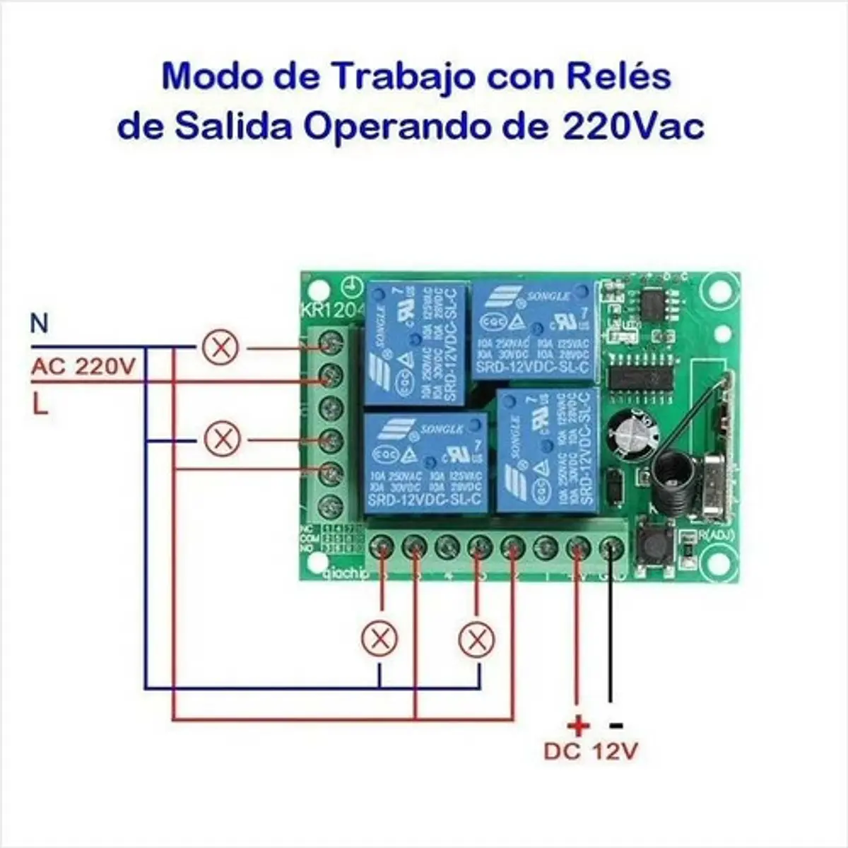 Kit De Relés Inalámbricos Con Control Remoto Rf 433mhz 4 Chn