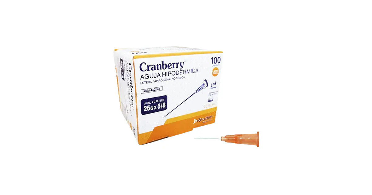 Aguja Hipodermica 25G x 5/8 100 Und - Cranberry
