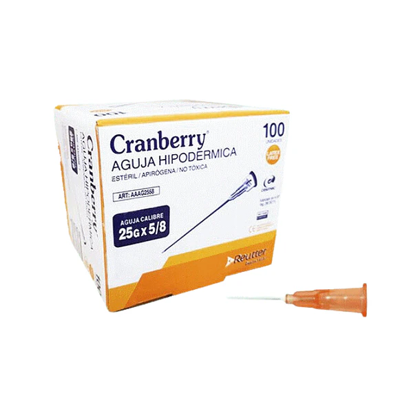 Aguja Hipodermica 25G x 5/8 100 Und - Cranberry | Vicamat