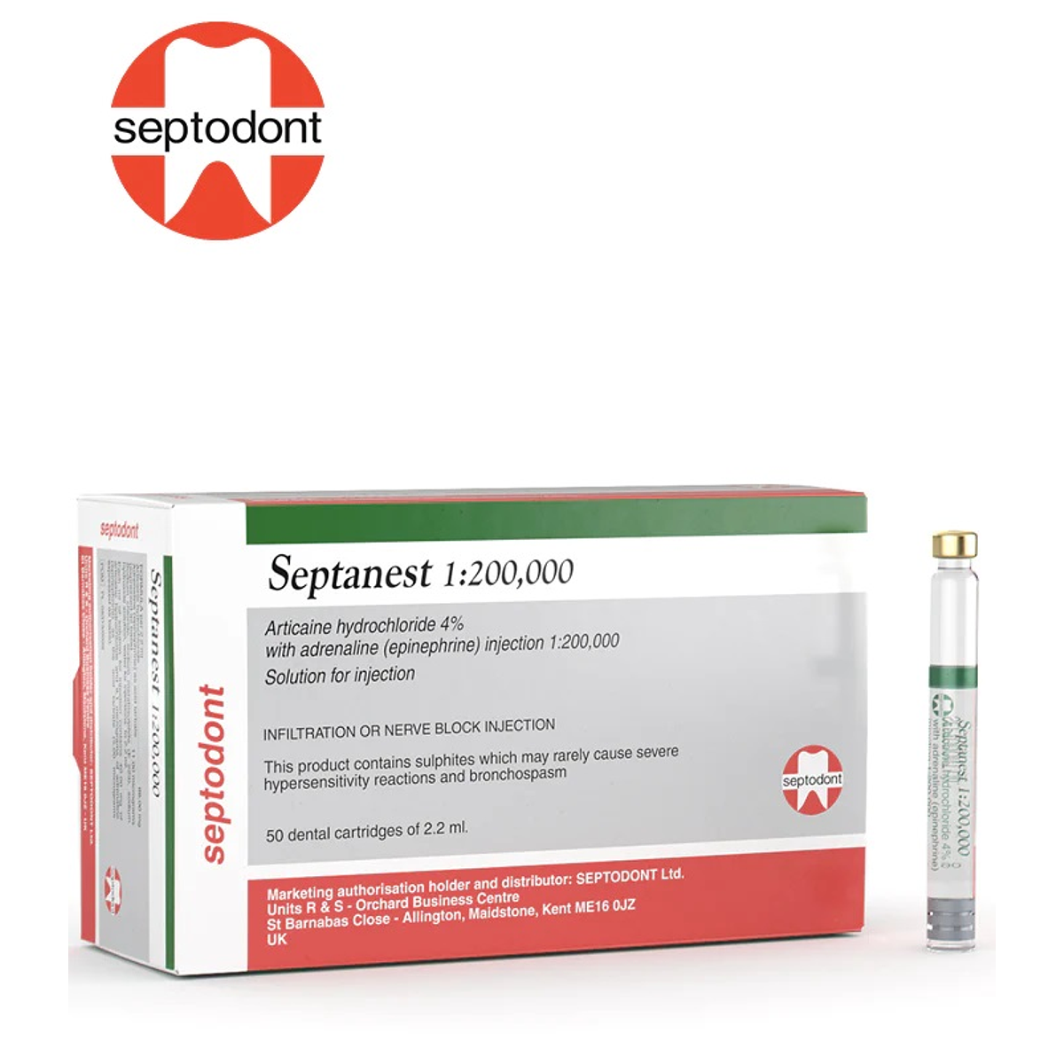 ANESTESIA 4% SEPTANEST SEPTODONT 1/200 | Vicedent