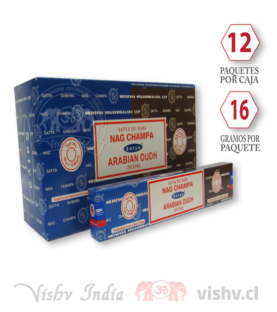 Incienso Satya Duo Nag Champa y Oud Arabe - 12 Cajitas
