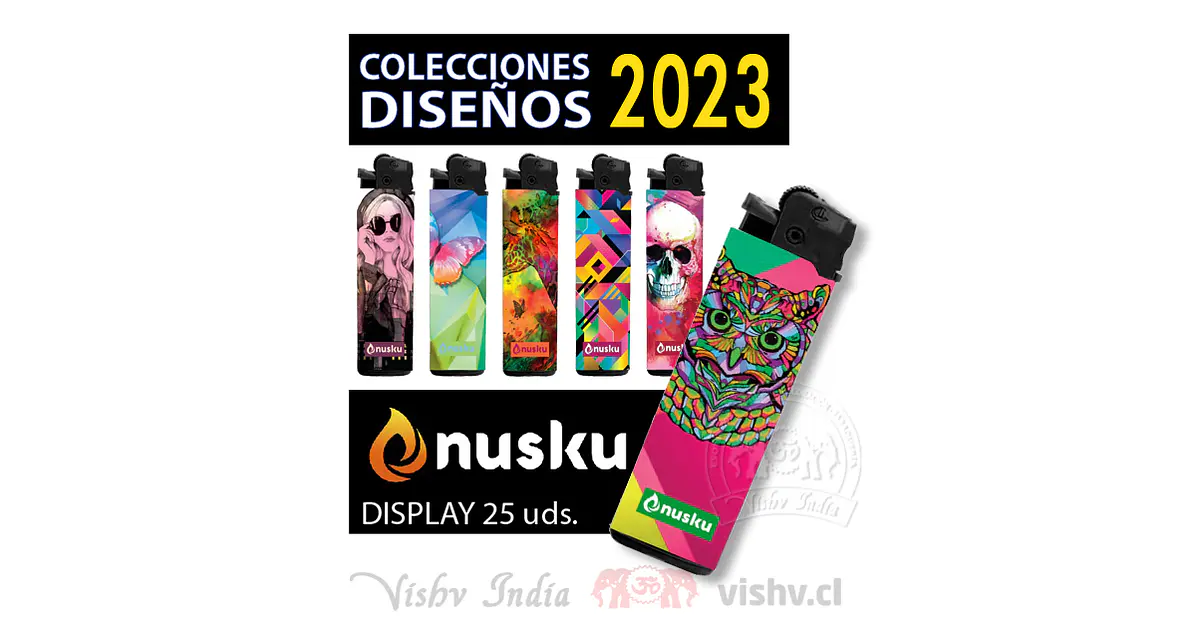Encendedor Nusku Diseños 2023. - Display ($4.990 x Mayor)