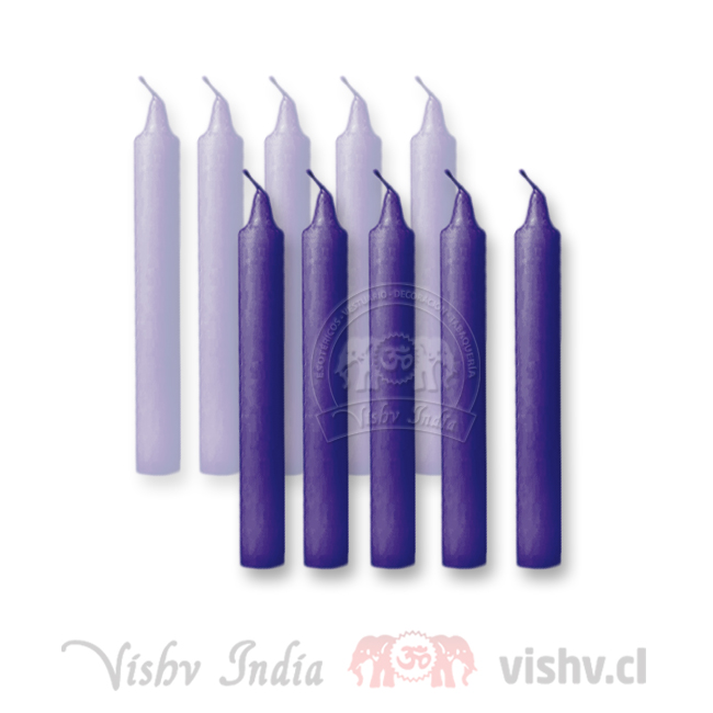 Velas Lisas Esotéricas Morado - 10 Velas ($1.990 x Mayor)