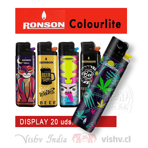 Encendedor Ronson Colourlite 20 uds. 2022 - Display