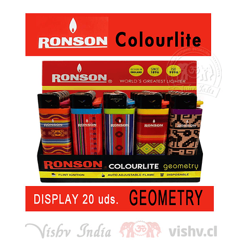 Encendedor Ronson Colourlite 20 uds. 2022 - Display