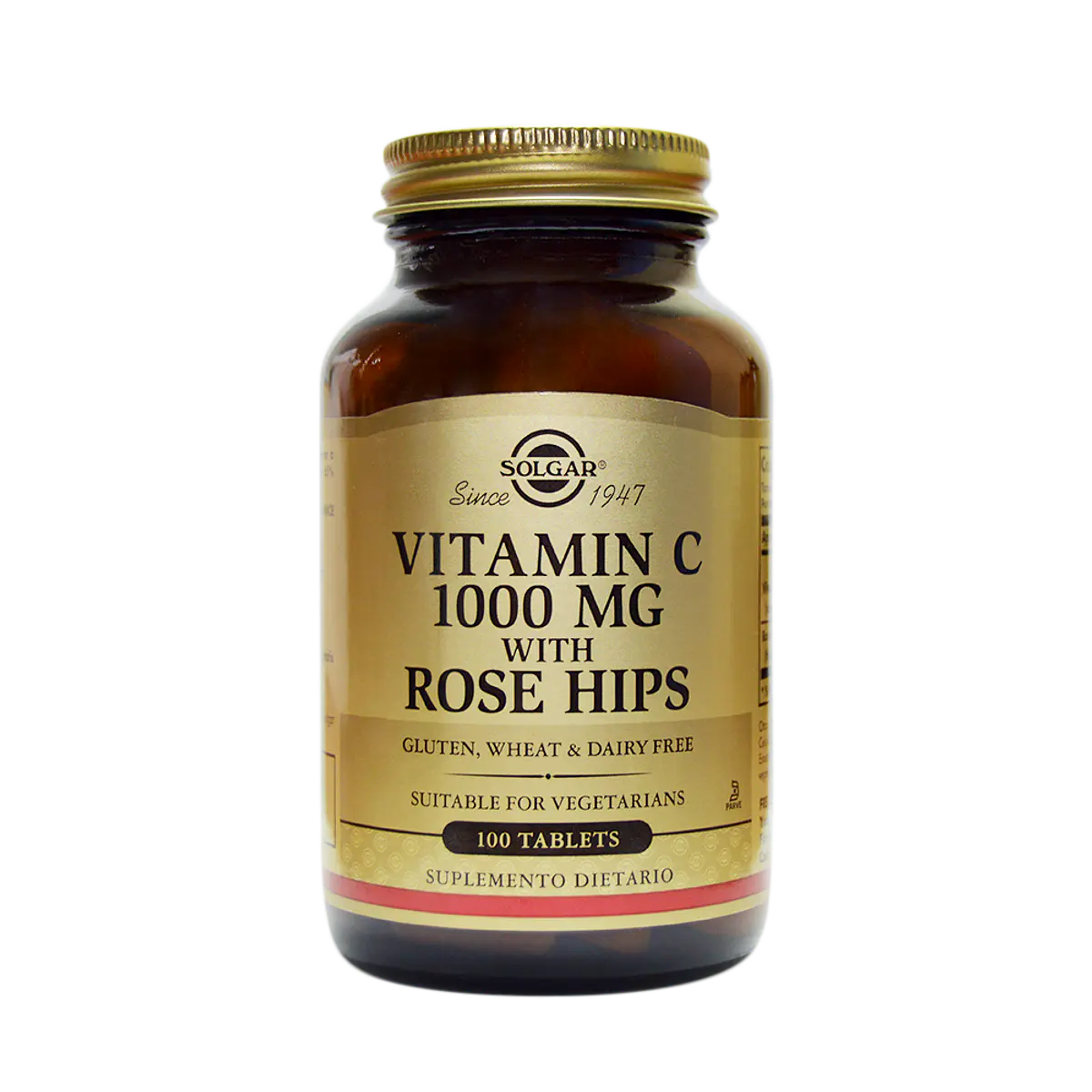 Vitamina C 1000 mg con Rose Hips 100 Tabletas Solgar
