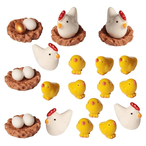 Set Mini Figura Pollitos Decorativas Terrario Jardín x18 Uni