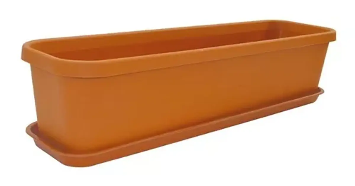 Matera Plastica Rectangular Terracota 85cm Largo+ Plato Magn
