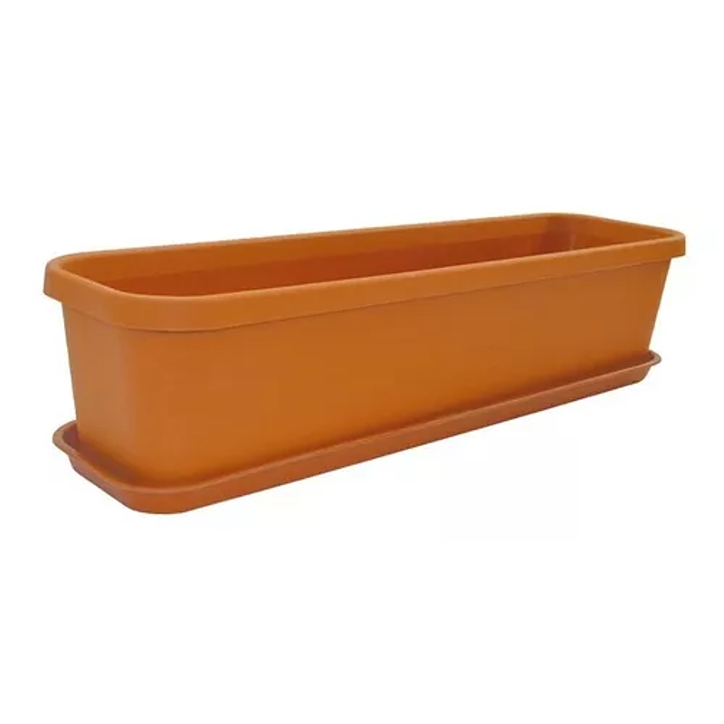 Matera Plastica Rectangular Terracota 85cm Largo+ Plato Magn