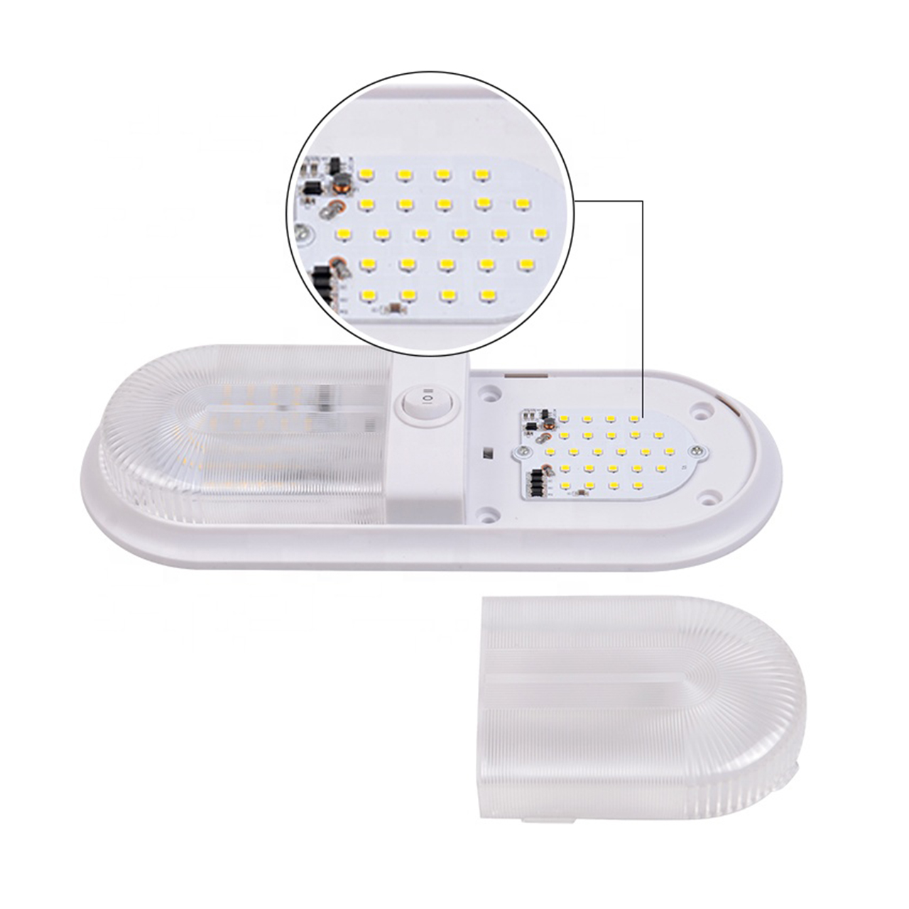 Foco LED 12V doble con interruptor blanco