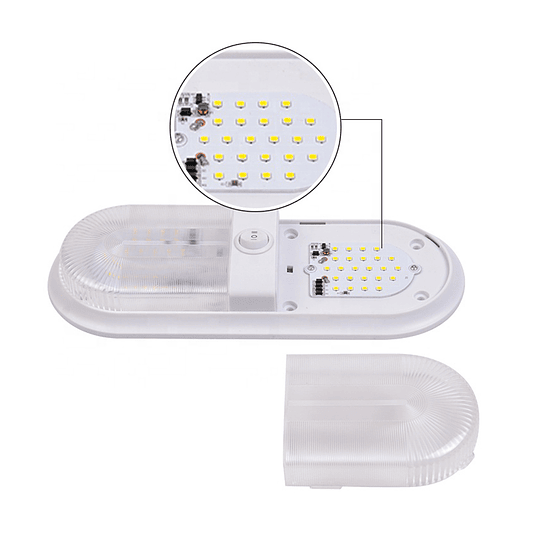 Foco LED 12V doble con interruptor blanco