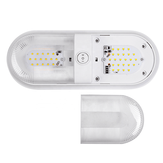 Foco LED 12V doble con interruptor blanco