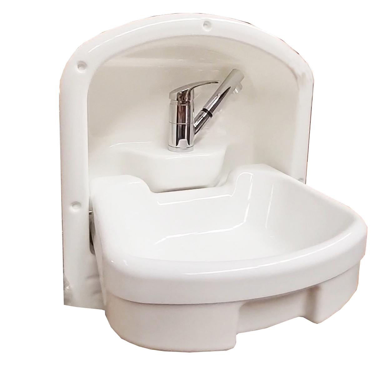 Lavamanos abatible a muro con grifería ducha para camper, ca