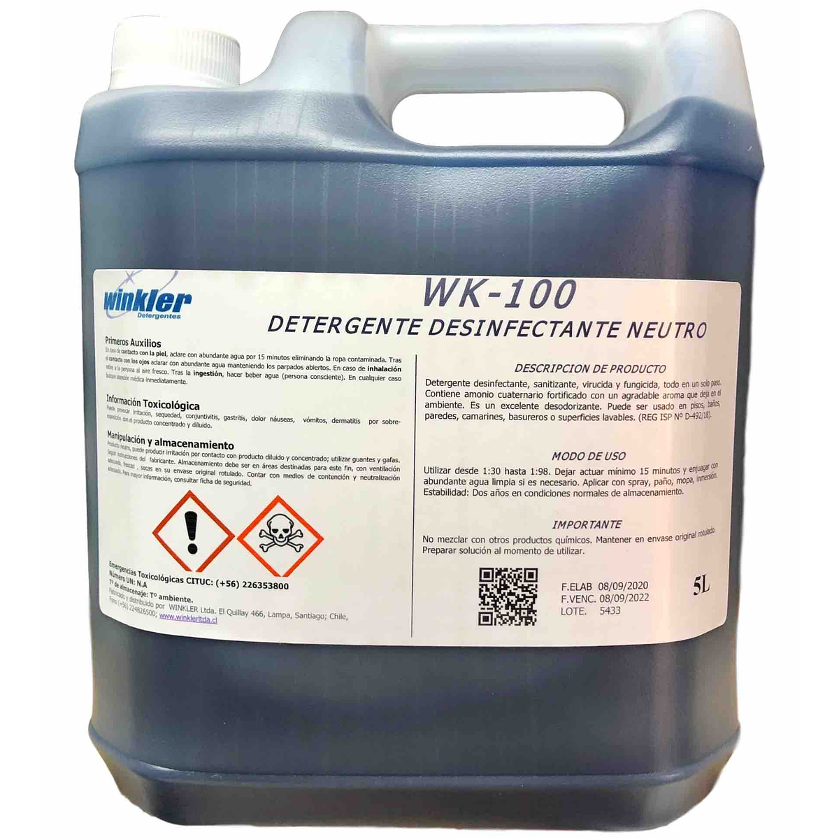 Detergente Desinfectante Neutro WK-100 5L