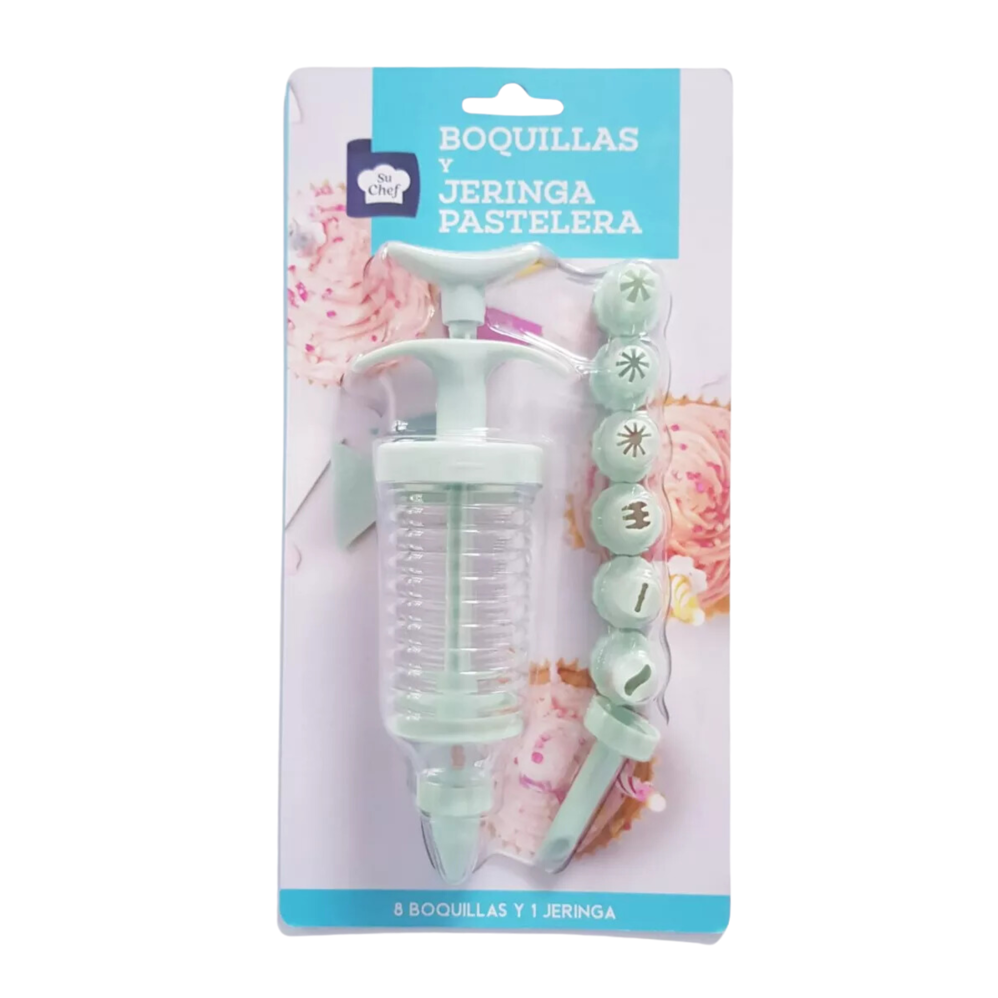 Kit Set 8 Boquillas Y Jeringa Pastelería Repostería