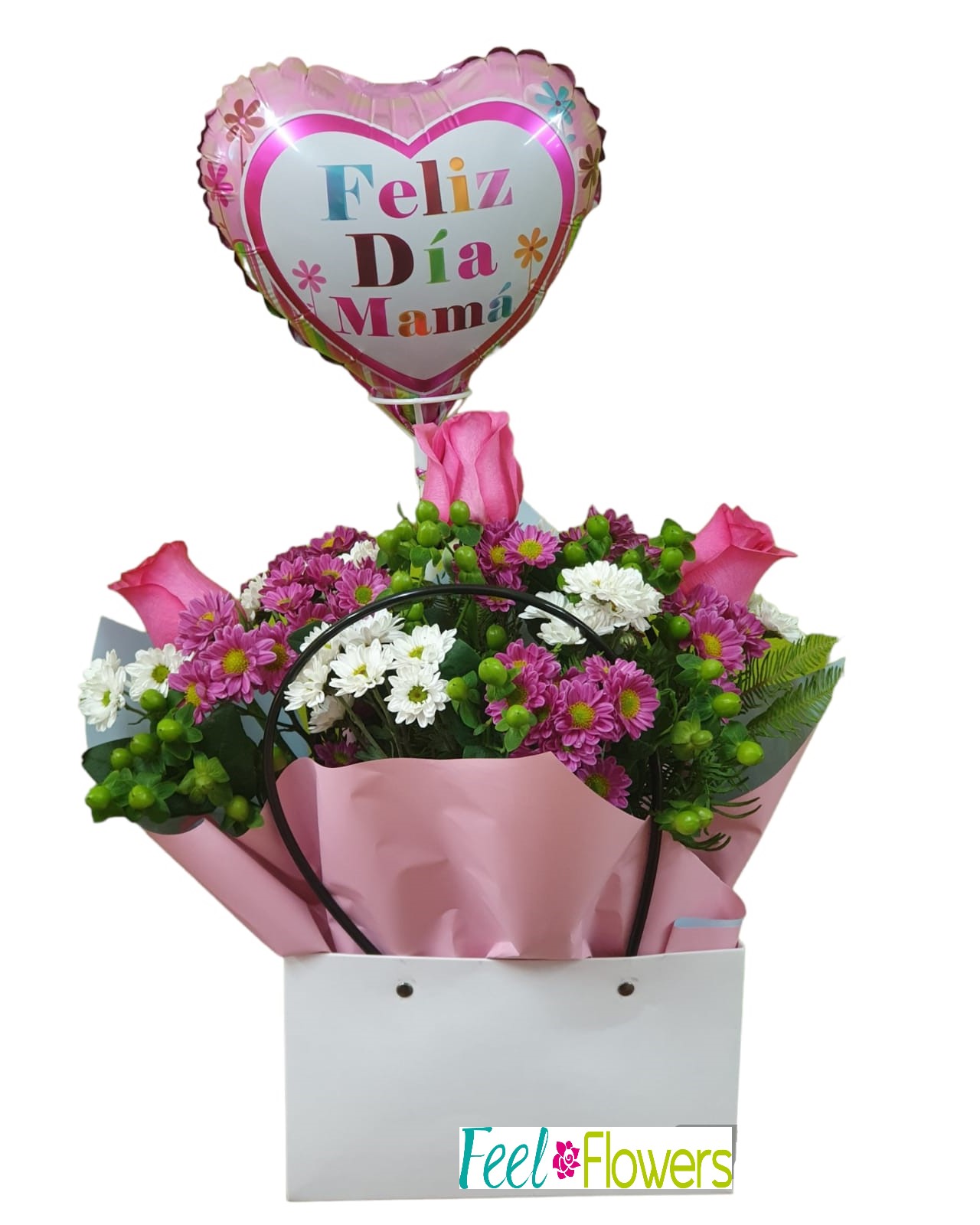 Cartera de Flores y Globo para Mamá