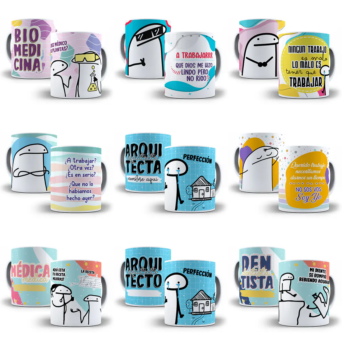31 Diseños Plantillas Tazas Flork Professiones Png