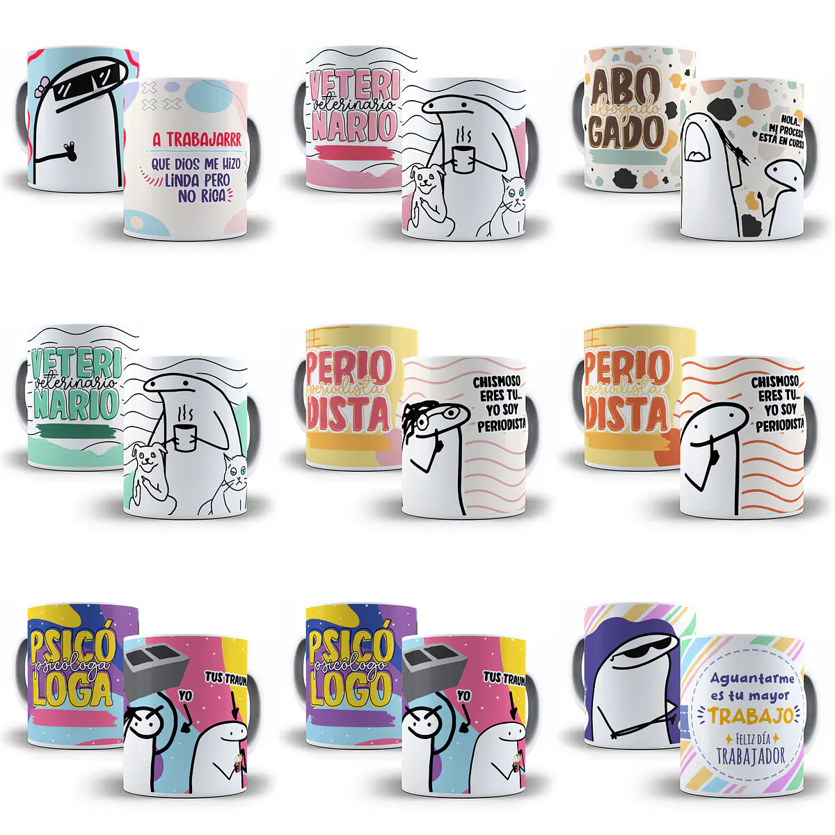 31 Diseños Plantillas Tazas Flork Professiones Png