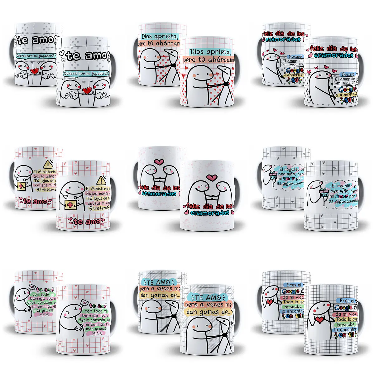 27 Diseños Plantillas Tazas Flork San Valentin Enamorados Pn