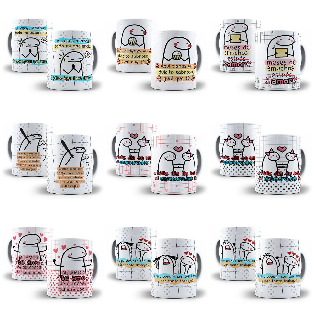 27 Diseños Plantillas Tazas Flork San Valentin Enamorados Pn
