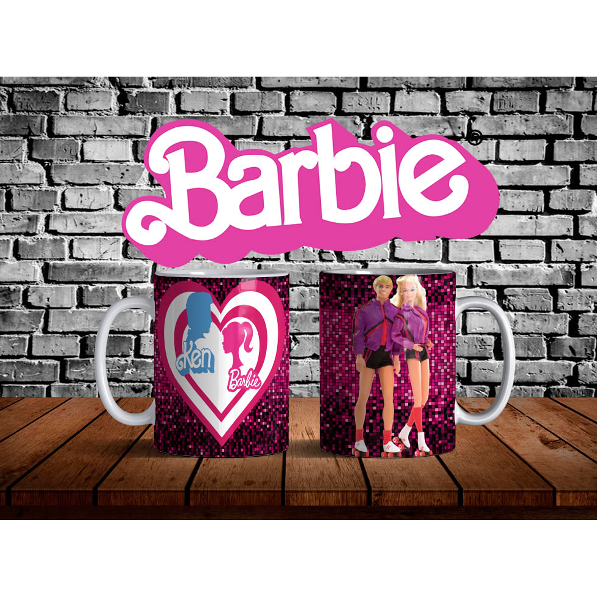 4 Diseños Plantillas Tazas Barbie Editable + Png
