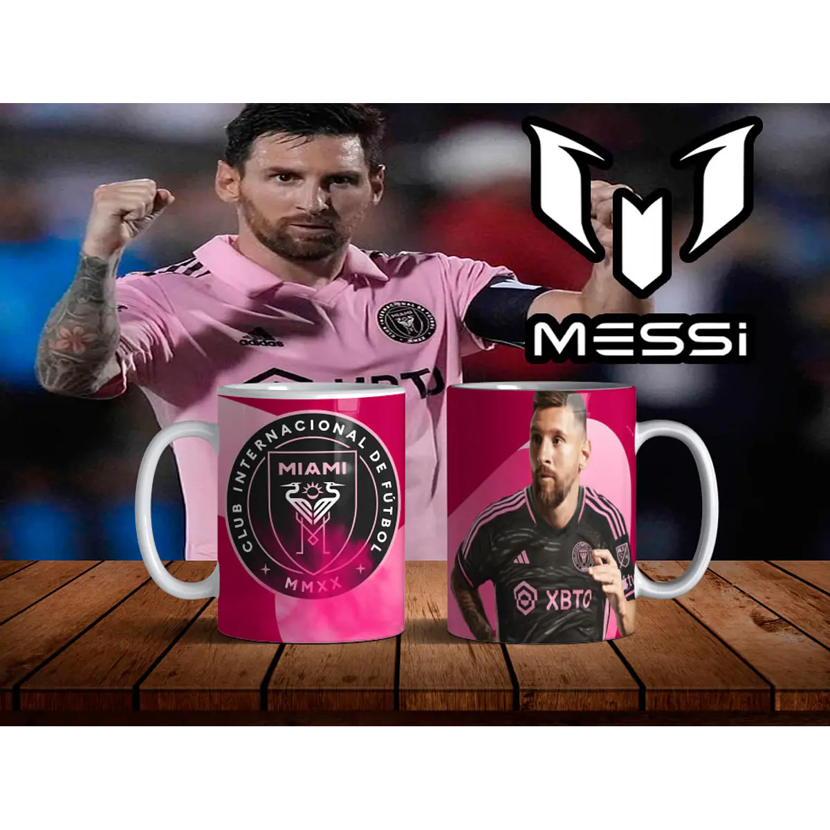 6 Diseños Plantillas Tazas Messi Editable + Png